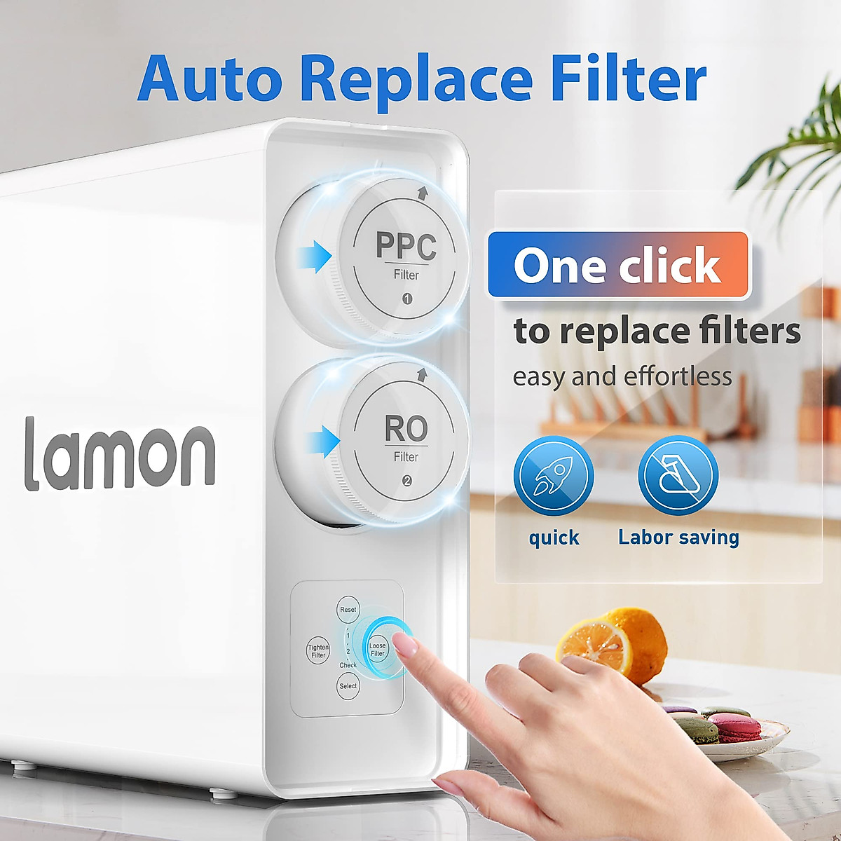 Lamon R1PRO Reverse Osmosis Water Filter System, NSF/ANSI 42 Certified RO System Under Sink, Free Mineral Filter, Smart Faucet, 2:1 Pure to Drain, Reduces TDS