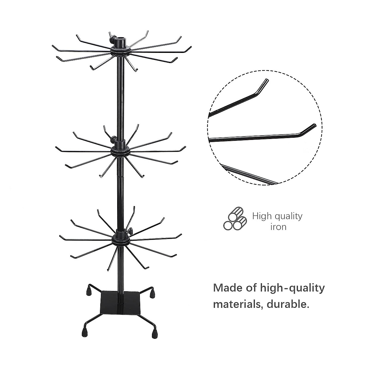 Firlar Rotating Jewelry Display Holder, 3 Tier Rotating Necklace Holder Rack Fashion Counter Jewelry Tree Stand Display Organizer for Necklaces, Bracelets, Earrings, Ring