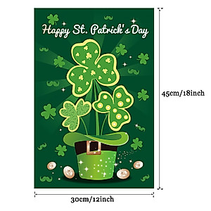 CAVLA Happy St. Patrick's Day Garden Flag Shamrock Leprechaun Hat Decorative Irish Yard Flags Double Sided 12 x 18 Inch Saint Patrick's Day Lucky Day Outdoor Garden Lawn Farmhouse Decorations