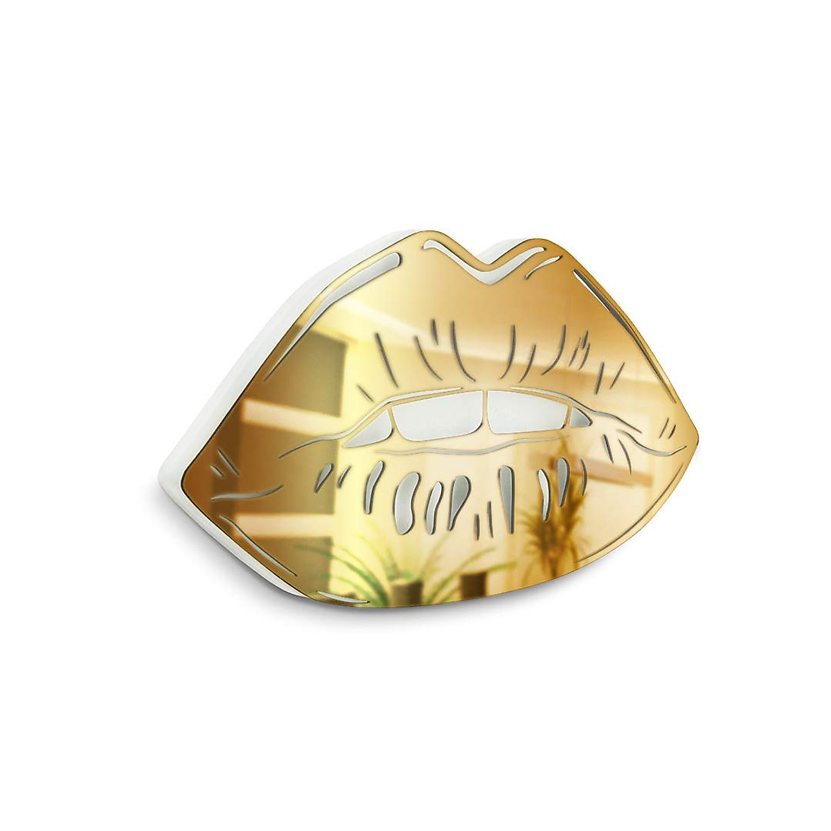 Mirror Lips 3D Wall Art - Ready to Hang Acrylic Wall Decorations for Bedrooms, Dorms, Living Rooms & More - Hand Assembled & Made in The USA - Modern Home Decor (16"W x 8"T, Gold)