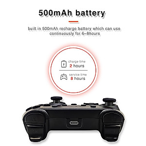 Wireless Switch Pro Controller for Nintendo Switch with Adjustable Turbo Function,Dual Vibration Function,Gyro 6-Axis and High Battery Life. Remote Gamepad Joystick for Switch Console, Red&Blue
