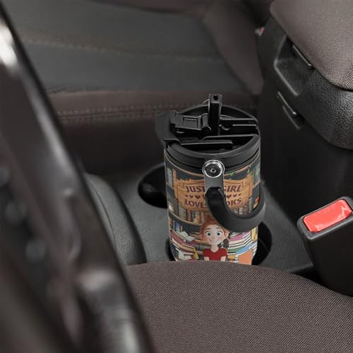 Cipustar Just A Girl Who Loves Books Personalized 30oz Tumbler With Handle, Daughter Gift For Birthday, Book Lover Gifts