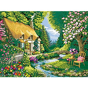 Ravensburger CreArt River Cottage Paint by Numbers Kit for Adults - Painting Arts and Crafts for Ages 14 and Up
