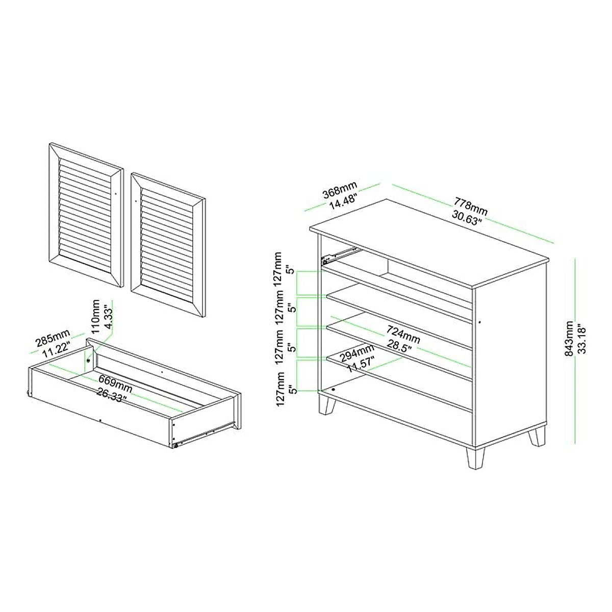 Baxton Studio Coolidge Oak Brown Finished Wood 1-Drawer Shoe Storage Cabinet