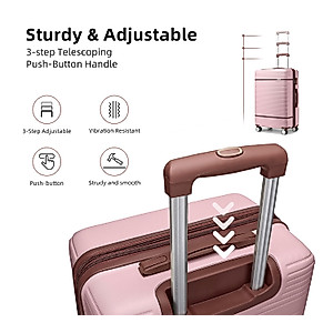 Lulusail Luggage Sets 6 Piece with two Cosmetic Case, Expandable(Only 28 & 24") Hardside Luggage with 360° Spinner Wheels, Durable Luggage Set Clearance For Women Men, Rose Gold