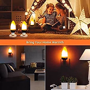 Baeyateda LED Flame Effect Light Bulb E26 Flickering Candle Light Bulbs Atmosphere Lamp for Home Gardens Wedding Party Halloween Christmas 2pcs