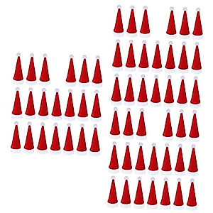 ERINGOGO 60 Pcs 1 Christmas Hat and Fork Bag Mini Christmas Hats Mini Santa Claus Cover Christmas Doll Hat Mini Hat Bottle Sleeves Brushed Cloth Santa Hat Cushion