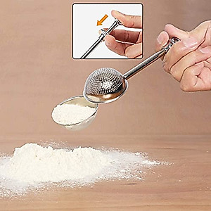 HULISEN Flour Duster for Baking, One-Handed Operation, 304 Stainless Steel Powdered Sugar Shaker Duster, Pick Up and Dust Flour Sifter, Gift Package