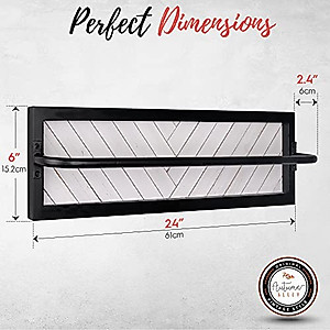 Autumn Alley White Farmhouse Towel Rack Holder Wall Mounted for Bathroom, Laundry Room in Unique Shiplap Design – Rustic Distressed Wood Towel Rack, Modern Matte Black Rod