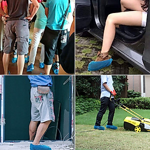 HOEAAS 200 Pack Shoe Covers for Indoors,Waterproof Shoe Covers, Disposable Non Slip Durable Recyclable Boot Cover Shoe Protectors Covers for Construction,Home,Floor Carpet Protection,One Size Fits All