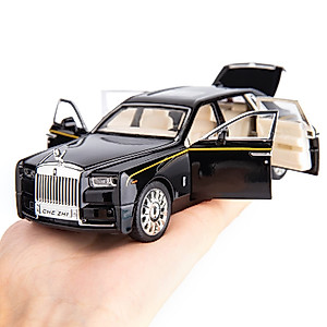 BDTCTK 1/32 Rolls-Royce Phantom Model Car,Zinc Alloy Pull Back Toy car with Sound and Light for Kids Boy Girl Gift (Black)
