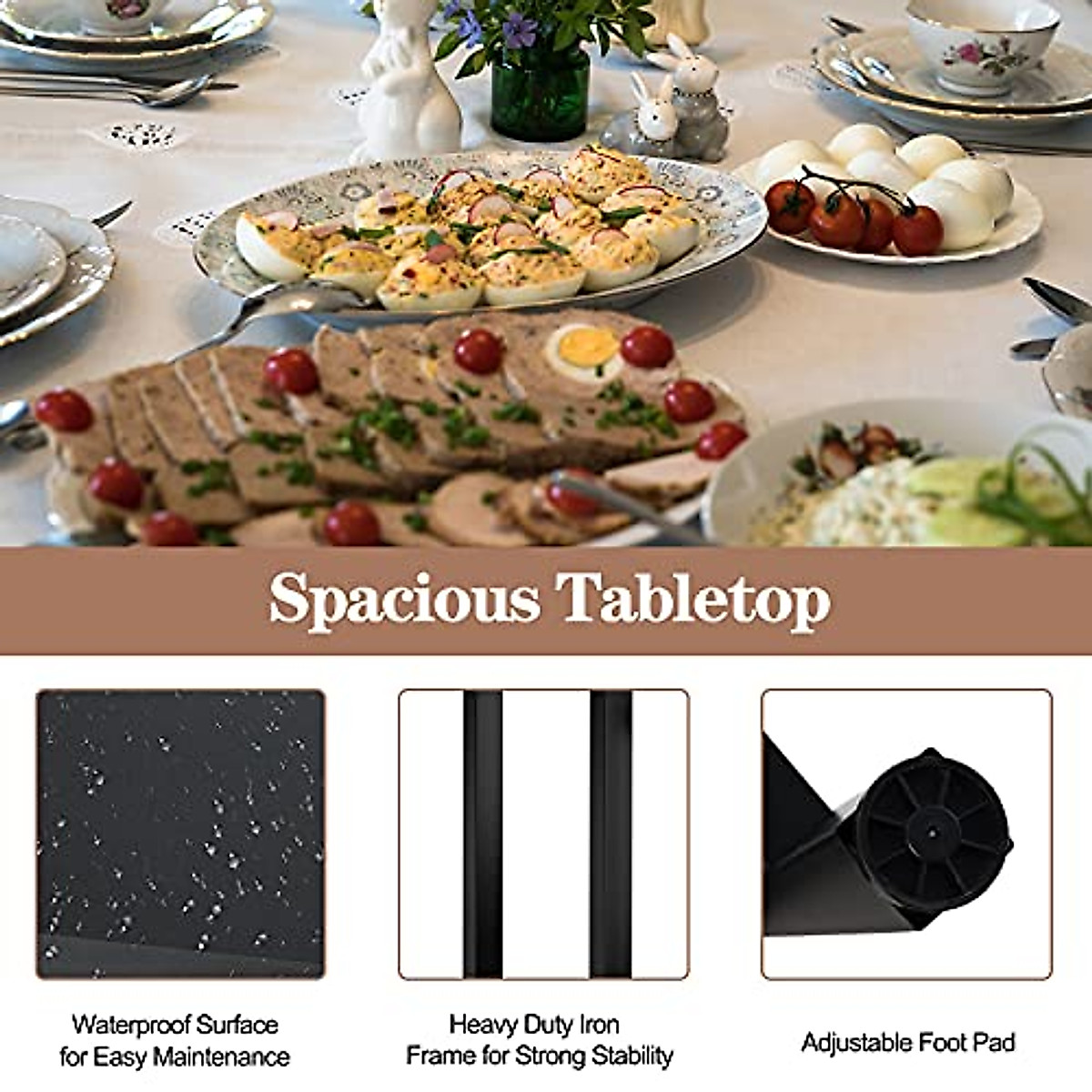 COSTWAY 3-Piece Bar Table Set, 39.5” Bar Table with 2PC 28” Bar Stools, Pub Height Dinning Table Set with Counter Height Backless Stools, Breakfast Table Set for Apartment/Bistro/Pub (Black)