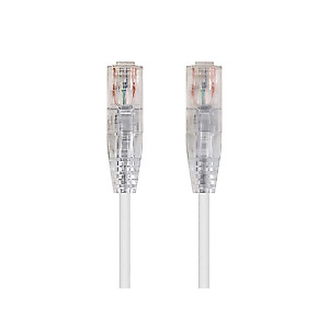 Monoprice Cat6 20ft White Component Level Patch Cable UTP 28AWG 550MHz Pure Bare Copper Snagless RJ45 SlimRun Series Ethernet Cable