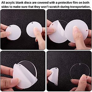 Duufin 108 Pieces Acrylic Keychain Blanks with Key Chain Rings 2 Inch Acrylic Round Ornament Blanks with Hole Clear Acrylic Circle Disc Blank for DIY Projects and Crafts