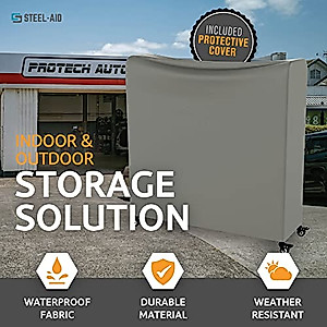 STEELAID Rolling Tire Rack – Metal, Adjustable, Tire Stand & Protective Cover, Included 4 Adjustable non rolling Legs [Updated 44'' L With 4 Wheels included]