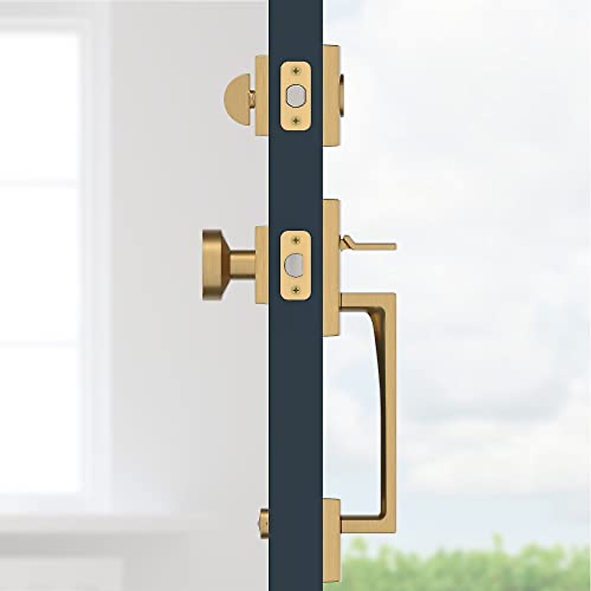 Baldwin SCLAJXCONCSR190 SC.LAJxCON.CSR La Jolla Sectional Single Cylinder Keyed Entry Handleset with Interior Contemporary Knob