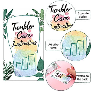 200 Pieces Tumbler Care Instructions Cards Cup Mug Care Instructions 3.5 x 2 Inch Packaging Customer Direction Card for Tumbler, Cup, Mug Small Business Online Shop Owner