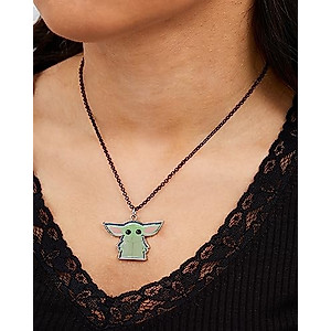 Disney Star Wars The Mandalorian Grogu Fashion Stud Earrings and Necklace Set, Officially Licensed