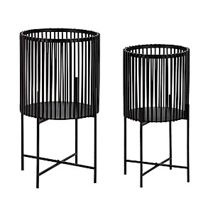 Kate and Laurel Paynter Modern 2-Piece Metal Floor Planter Set with Foldable Stand, Gold