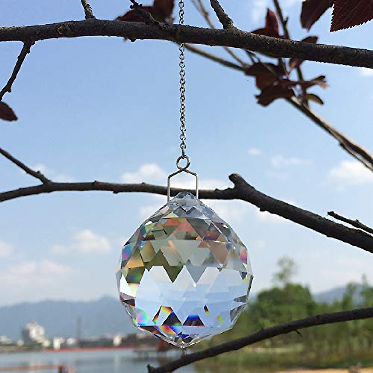 Suncatcher Crystals Ball Prism Window Rainbow Maker with Chain for Easy Hanging 40mm 2 Pack