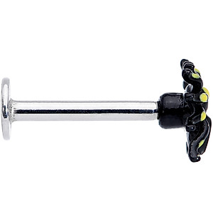 Body Candy Womens 16G 316L Stainless Steel Yellow Black Spider Labret Monroe Lip Ring Tragus 5/16”