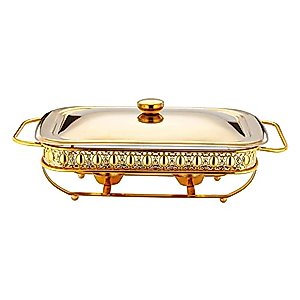 NOGRAX Chafing Dish Buffet Set, Stainless Steel Buffet Servers and Warmers for Party Catering, Complete Chafer Set with Water Pan, Aureate Tray (Color : Aureate)