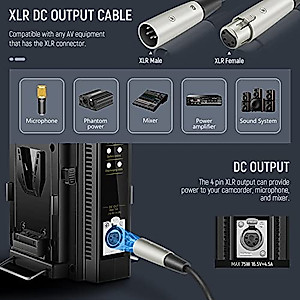 NEEWER V Mount Battery and Dual Channel Battery Charger Set with DC 16.5V Output, 2 Pack 14.52V/94.38Wh/6500mAh V Lock Battery Compatible with Digital Cinema Camera Camcorders