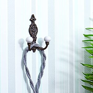 Vintage Wall Hooks- French Country Decor- Cast Iron Hook - Double Prong Wall Hook- Wall Hooks for Hanging- Heavy Duty Hooks- Coat Hooks Wall Mounted- Vintage Hooks- White Wall Hooks- Vintage Coat Hook