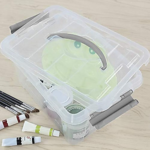 Qskely 6-Pack 6 L Plastic Storage Containers Latch Storage Box with Lids