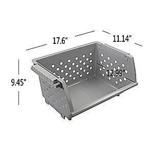 Nesmilers 3-pack Stackable Storage Baskets, Plastic Stacking Organizer Bins