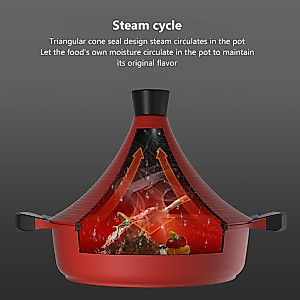 Xgxoz Tagine Pot 28 Cm Micro Pressure Cooker Non-Stick Coating Aluminium with Cone-Shaped Food Cooking Pot Home Cooking Kitchen Restaurant Cookware Serving Dish Gift
