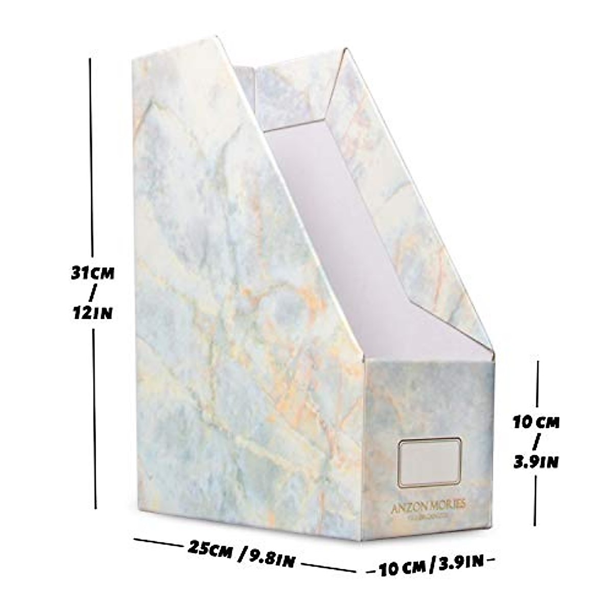 Magazine File Holder with Golden Marble Design 2 Pack, Premium Document Storage Box, Book Bin, Desk File Rack, Perfect for A4 Size Document, Office Folder, Newspaper Tray