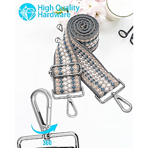 GINJKGO Purse Straps Silver Hardware - Women's Crossbody Handbags Bag Straps Replacement Crossbody for Tote, Guitar Strap for Purse