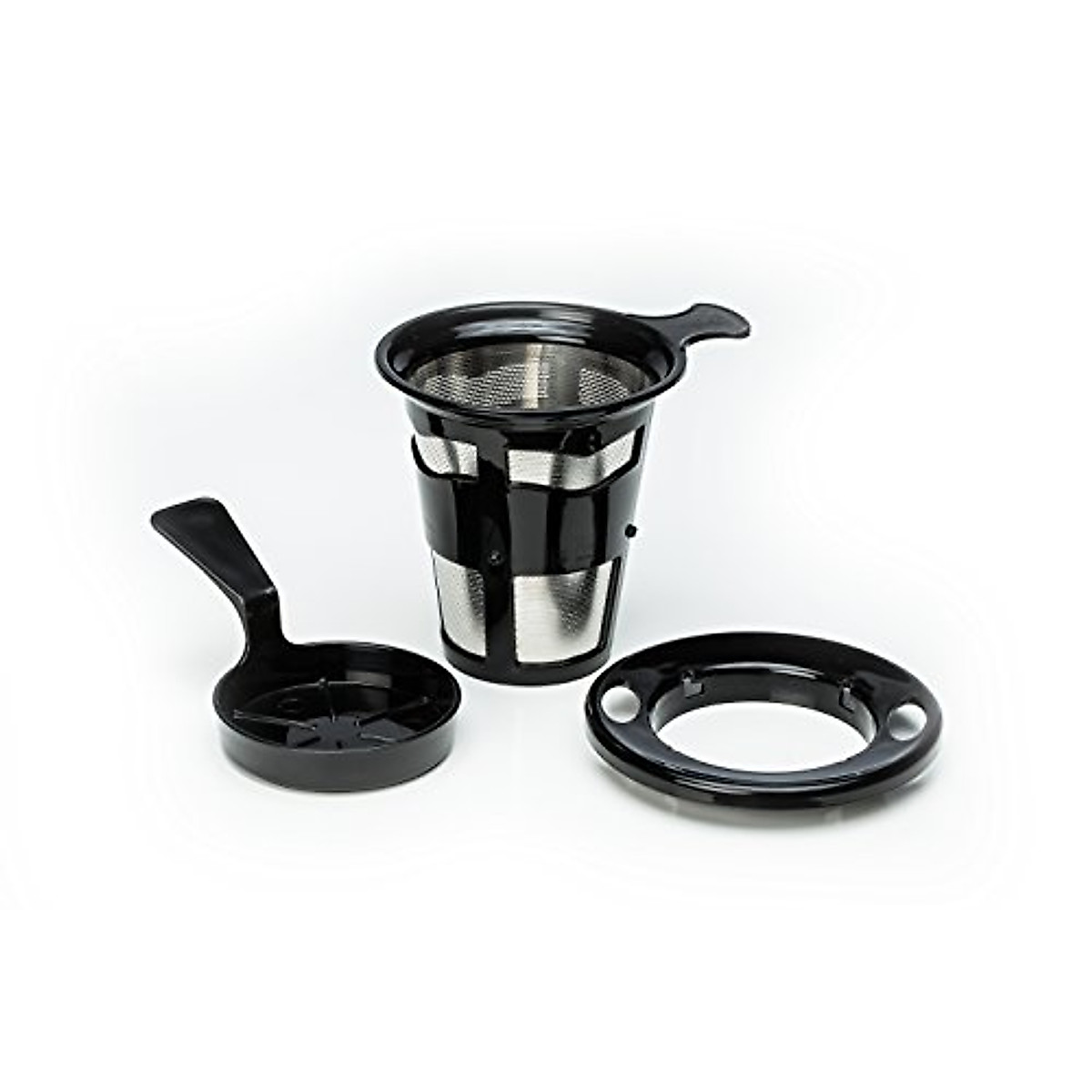 Java Concepts Pour Over Filter and 2 Double-Wall Glass, Black with 2 Mugs