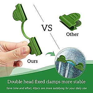 40pcs Greenhouse Clamps, 6mm PP Double Head Fixed Greenhouse Clamp, Plant Stakes Garden Snaps Pipe, Netting Hoop Row Cover, for Home Garden Season Plant Extension Support(Green)