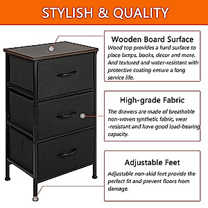 Tall Dresser Storage Drawers Stand with 3 Removable Fabric Drawers-Organizer Unit for Bedroom, Living Room, Storage Bins with Drawers