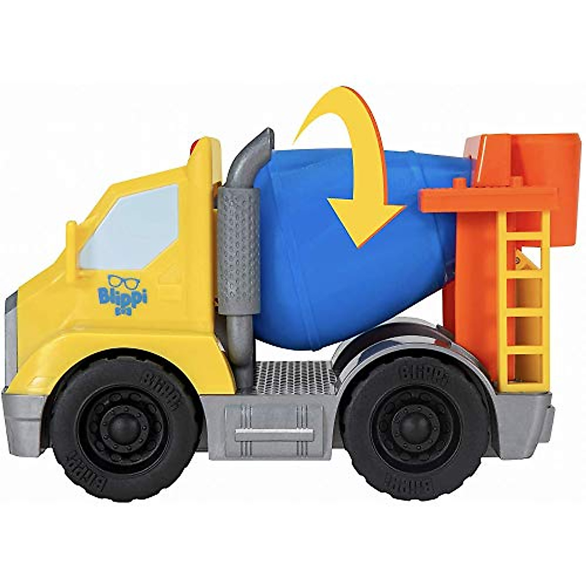 Blippi Cement Truck - Mini Vehicle with Freewheeling Features Including 2” Character Toy Figure Construction Worker - Imaginative Play for Toddlers and Young Kids