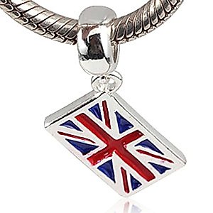 UK Flag Charm 925 Sterling Silver Symol of England Pandant Country Charm for Bracelet