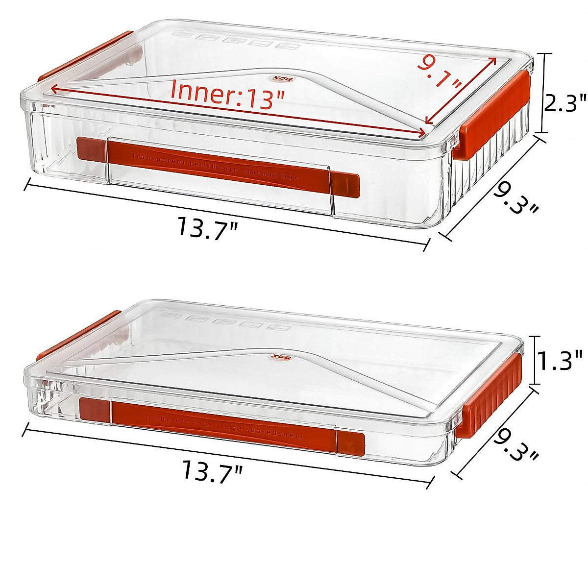 Mezchi Set of 3 Portable Paper Storage Box Organizer, 9" X 14" Clear Plastic File Storage Box with Lids, Stackable Document Box Project Case for Organizing A4 File Paper, School Supply, Craft