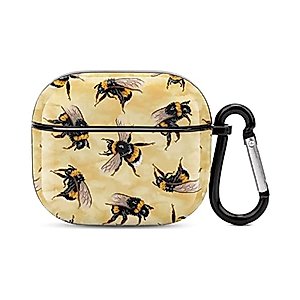 Honey Bees Case Cover Portable PC Shell Headphone Case with Keychain Compatible with AirPods 3