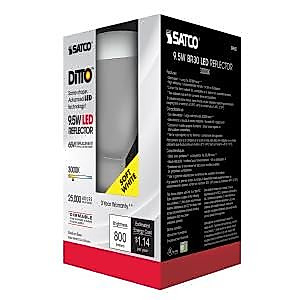 Satco S9621 9.5 Watt 120 Volt BR30 Reflector LED Light Bulb; 3000K; Frosted; 750 Lumen; 105 deg. Beam Angle; E26 Medium Base; Dimmable (12 LED Bulbs)
