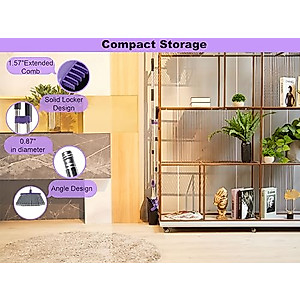 COUPLEP Broom and Dustpan Combo Set for Home Super Long Handle, Upright Standing Dustpan for Home Room Kitchen Office Lobby Outdoor Floor Use (Purple & Black)