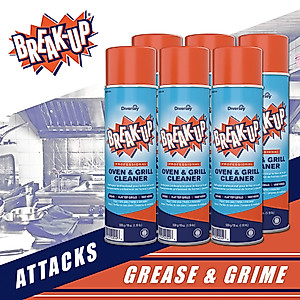 Diversey CBD991206 Break-Up Professional Oven & Grill Cleaner, Heavy Duty Spray Removes Baked on Grease, Aerosol, 19-Ounce (Pack of 6)