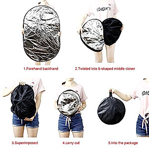 Portable Photography Silver and White Reflector Collapsible 2-in-1 Oval Reflector 23"x35" / 60x90cm Multi-Disc Light Reflector with Handle for Photo Studio Lighting & Outdoor Lighting