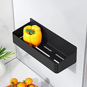 Taozun 4 Pack Magnetic Spice Rack for Refrigerator - Spices Rack Organizer for Fridge Kitchen, Moveable Spice Shelf, Black