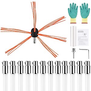 Slendor Chimney Sweep Kit, 39 Feet Chimney Cleaning Kit Chimney Cleaning Tool Chimney Brush with Button Locking System with 12 Nylon Flexible Rods for Sweeping Chimney Fireplaces.