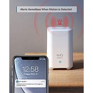 Motion Sensor, eufy Security Home Alarm System, 100° Coverage, 30 ft Detection Range, 2-Year Battery Life, Adjustable Sensitivity, HomeBase Required, Optional 24/7 Protection Service, Home Security