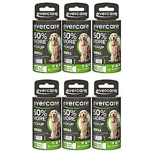 Evercare Extra Sticky Pet Lint Roller Refill 60 Sheets, 6-Pack