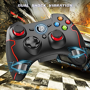 EasySMX PS3 Gaming Controller, Wireless 2.4G Gamepads with Vibration Fire Button Range up to 10m Support PC (Windows XP/7/8/10), Playstation 3, Android, TV Box Portable Gaming Joystick