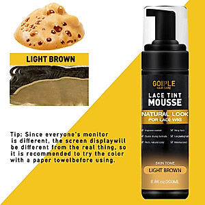 6.8 fl oz Lace Tint Melting Hair Mousse for Women Wigs Tool Set Toupees and Hairpieces Natural Finishing Lace Color (Light Brown)
